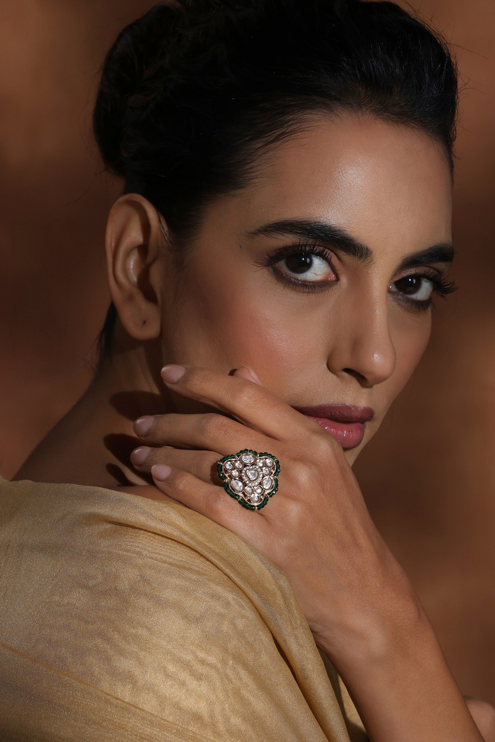 Khushi Green Polki Ring - Swabhimann Jewellery – SWABHIMANN