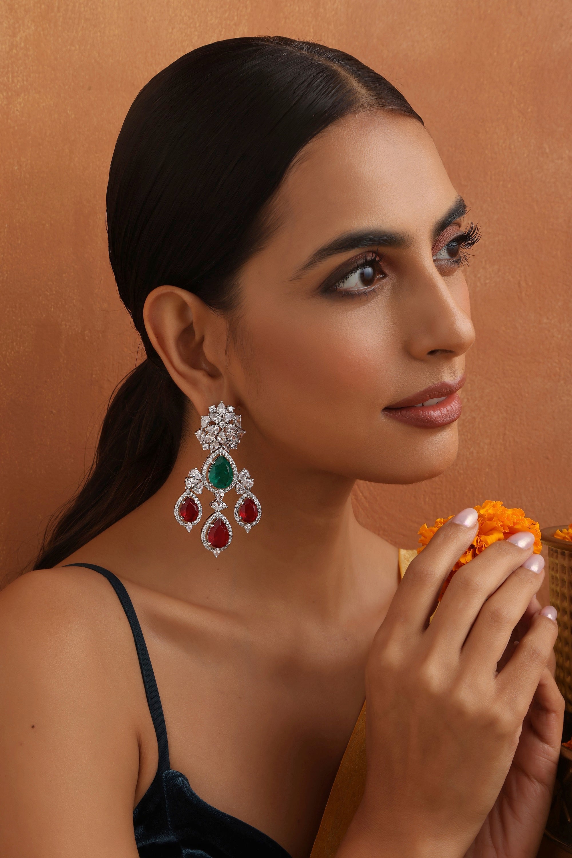 Isabella Multicolour Zirconia Dangler Earrings - Swabhimann Jewellery ...